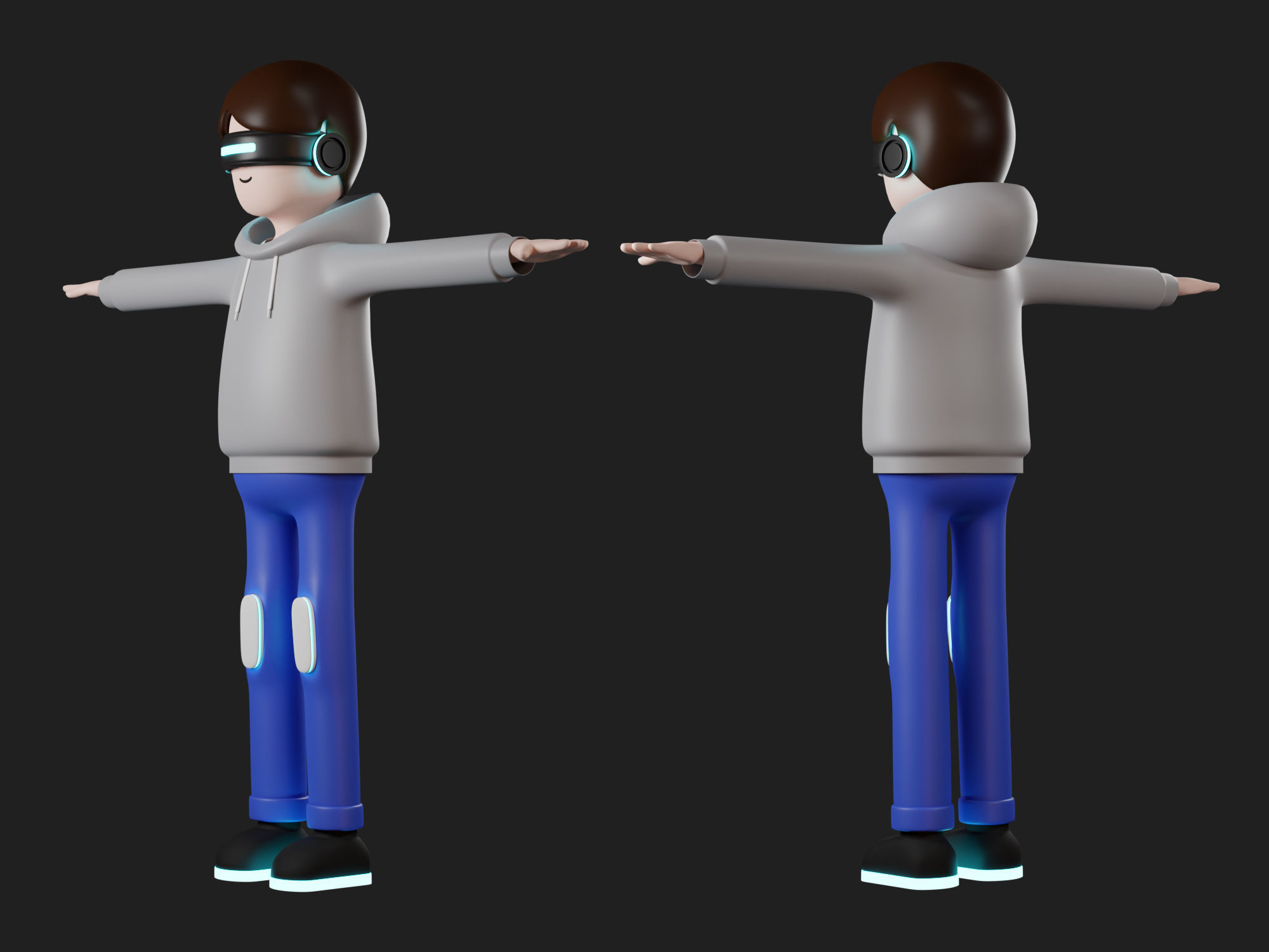 VR Character cartoon man boy futuristic with VR Glasses casual free 3D ...