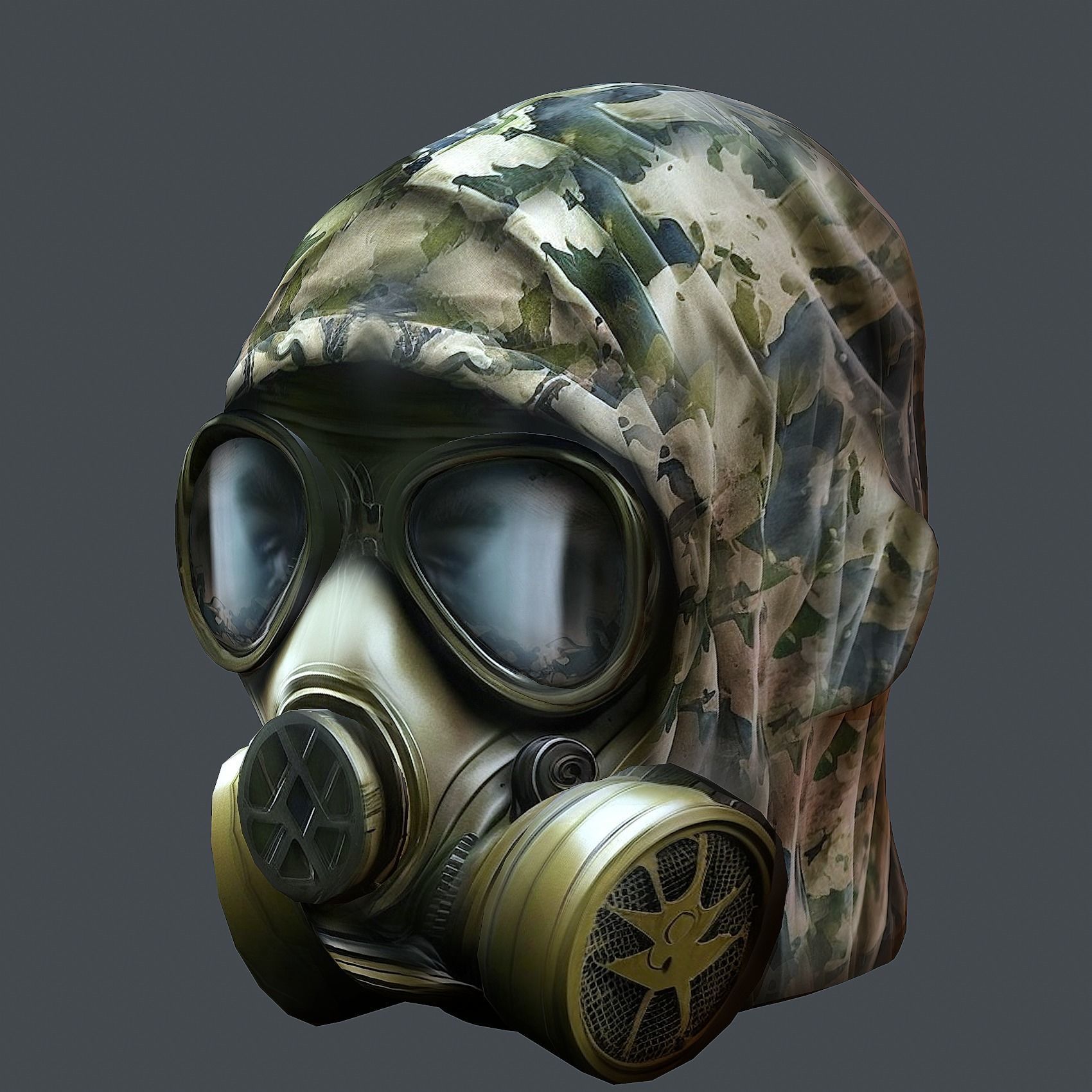 3D model Gas mask helmet 3d model military combat Low-poly 3D model VR ...