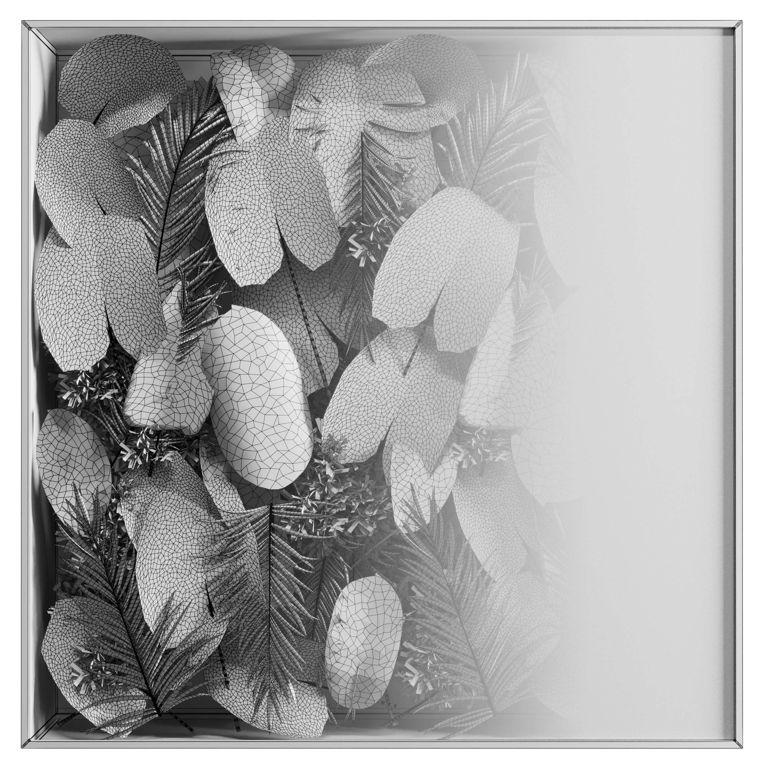 3D model light box with tropical leaf garden in frame glass smoked 02 ...