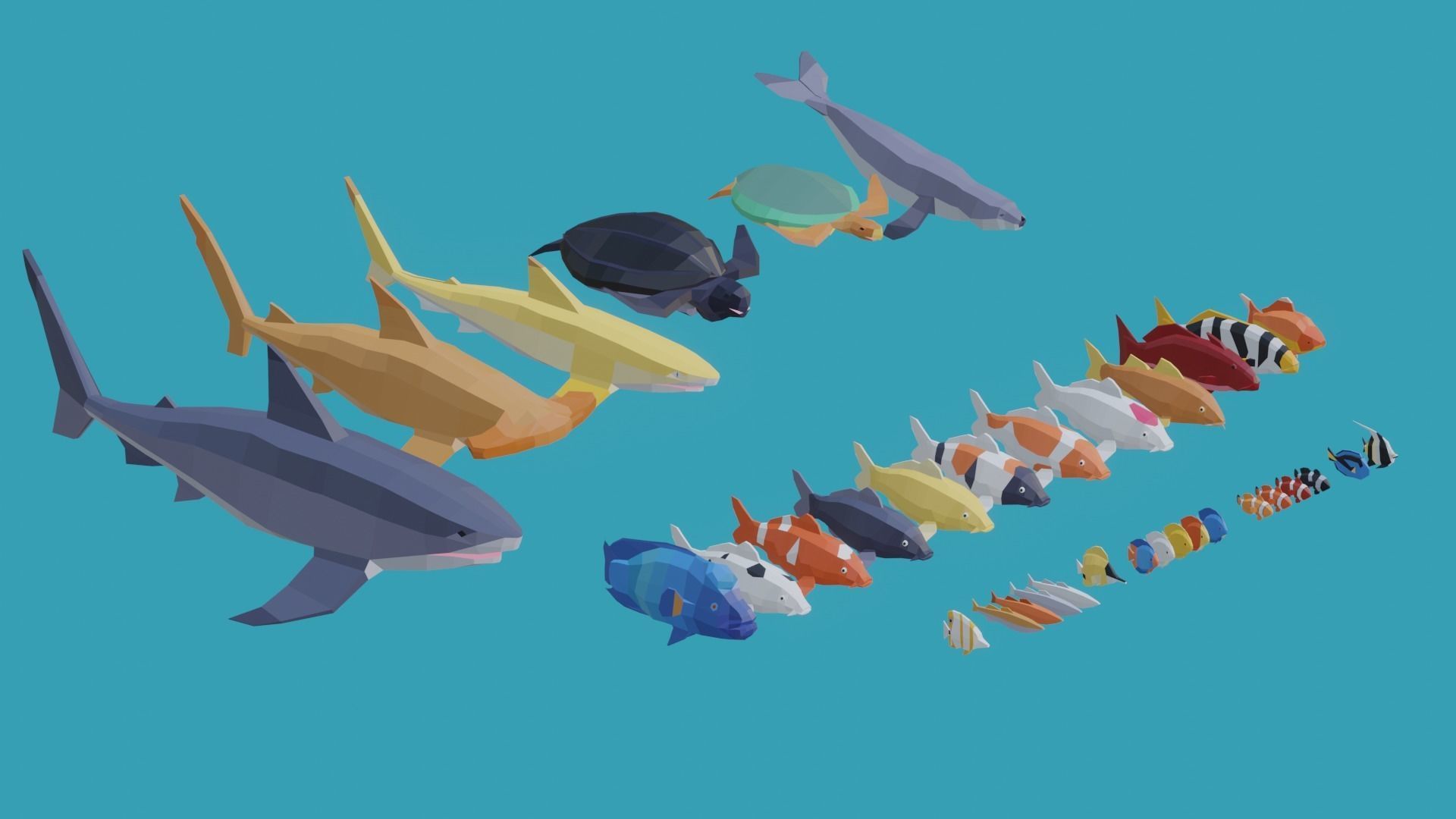 3D model animated low poly fish pack VR / AR / low-poly | CGTrader