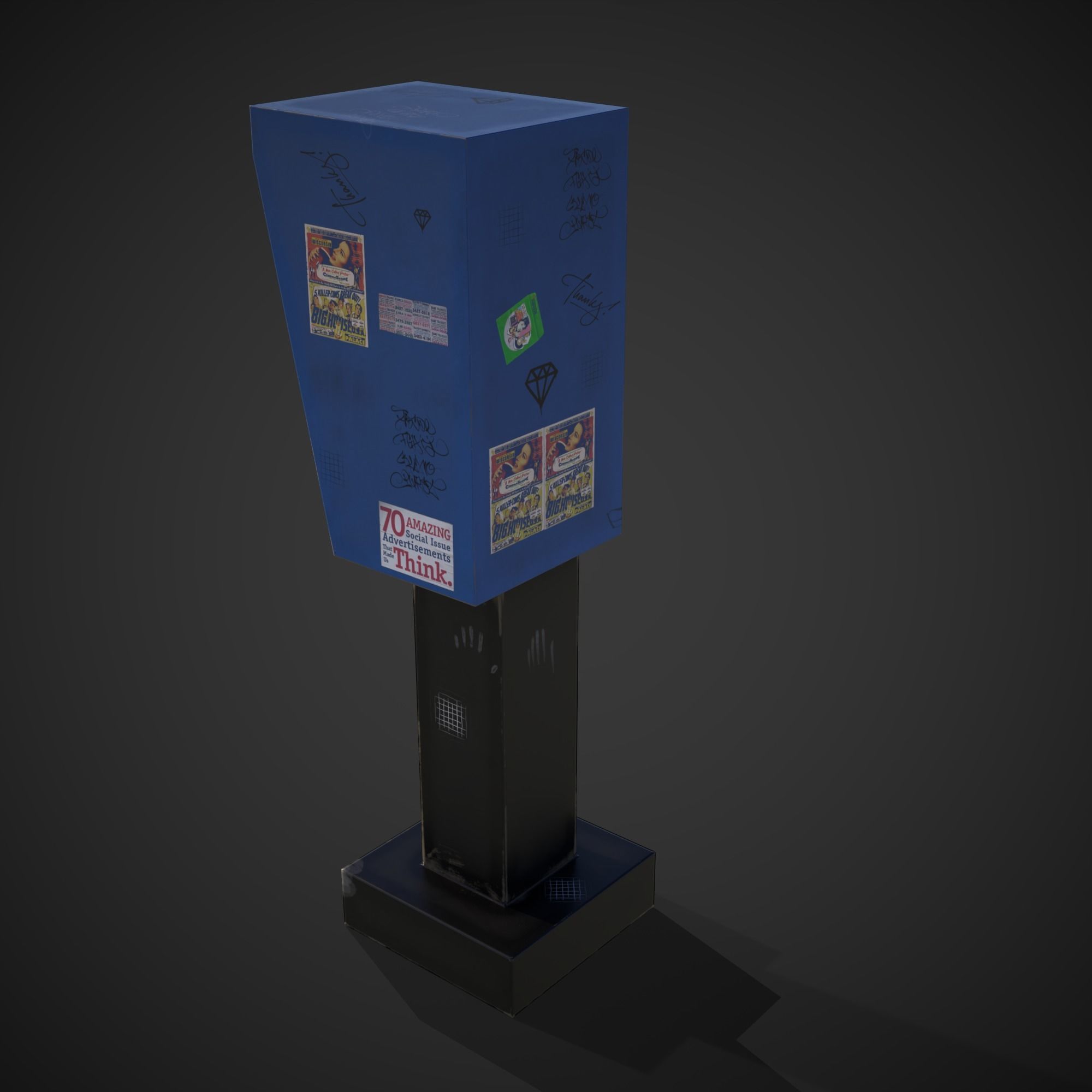 3D model Phonebooth Low-poly 3D model pay phone VR / AR / low-poly ...