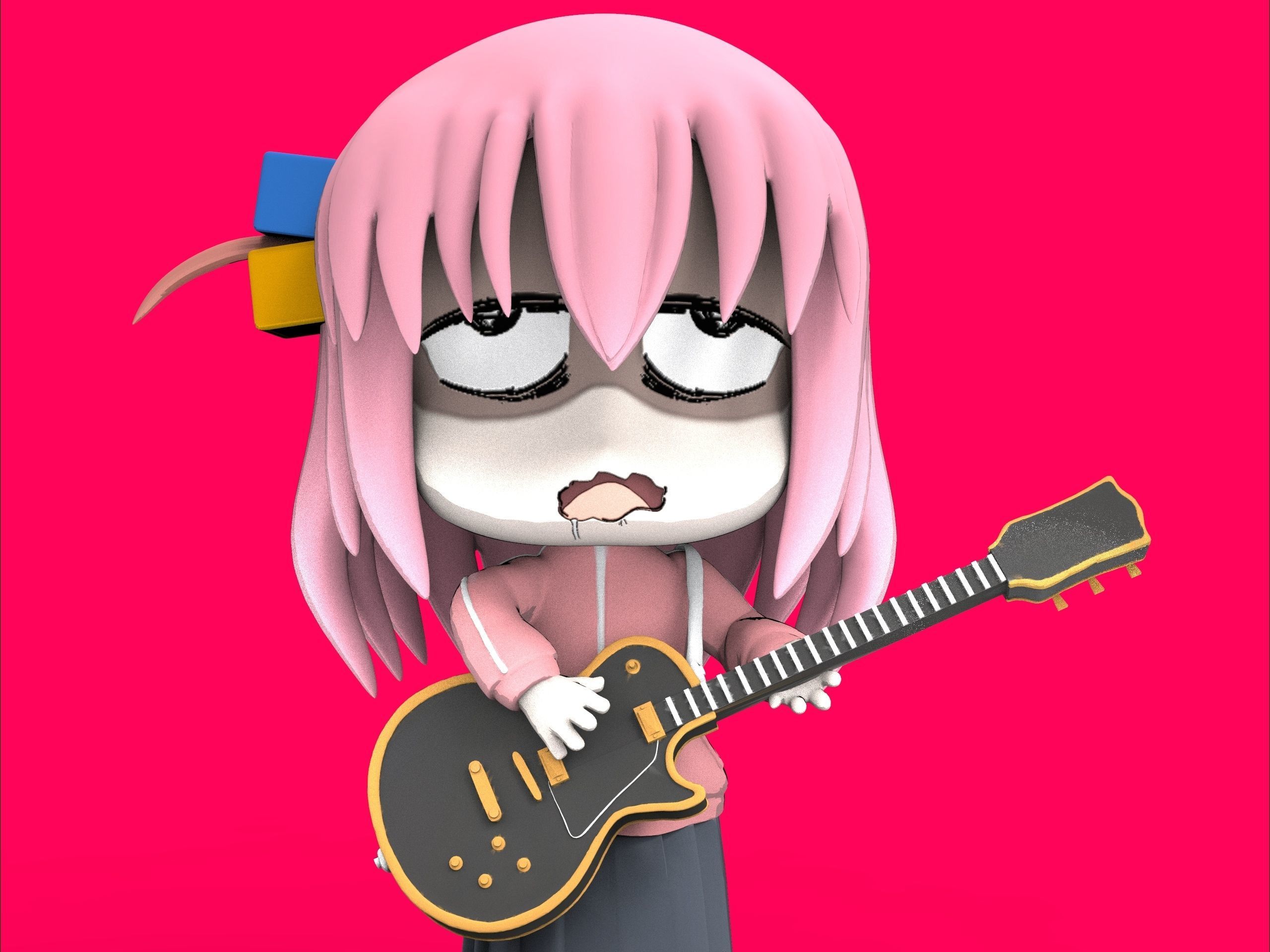 Bocchi the rock chibi 3D model 3D printable | CGTrader