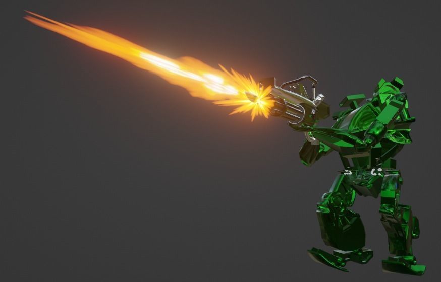 3D model AVATAR ROBOT RIG MUZZLE FLASH WEAPON WITH ANIMATION VR / AR ...