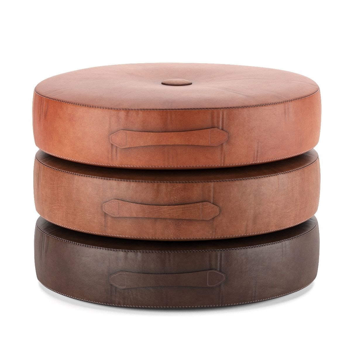 Saddle Color Leather Drum Stacking Cushion 3D model | CGTrader