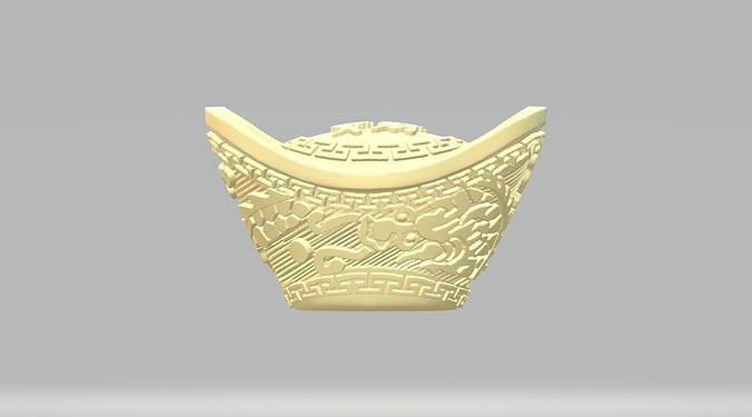 Chinese Gold Ingots 3D model 3D printable | CGTrader