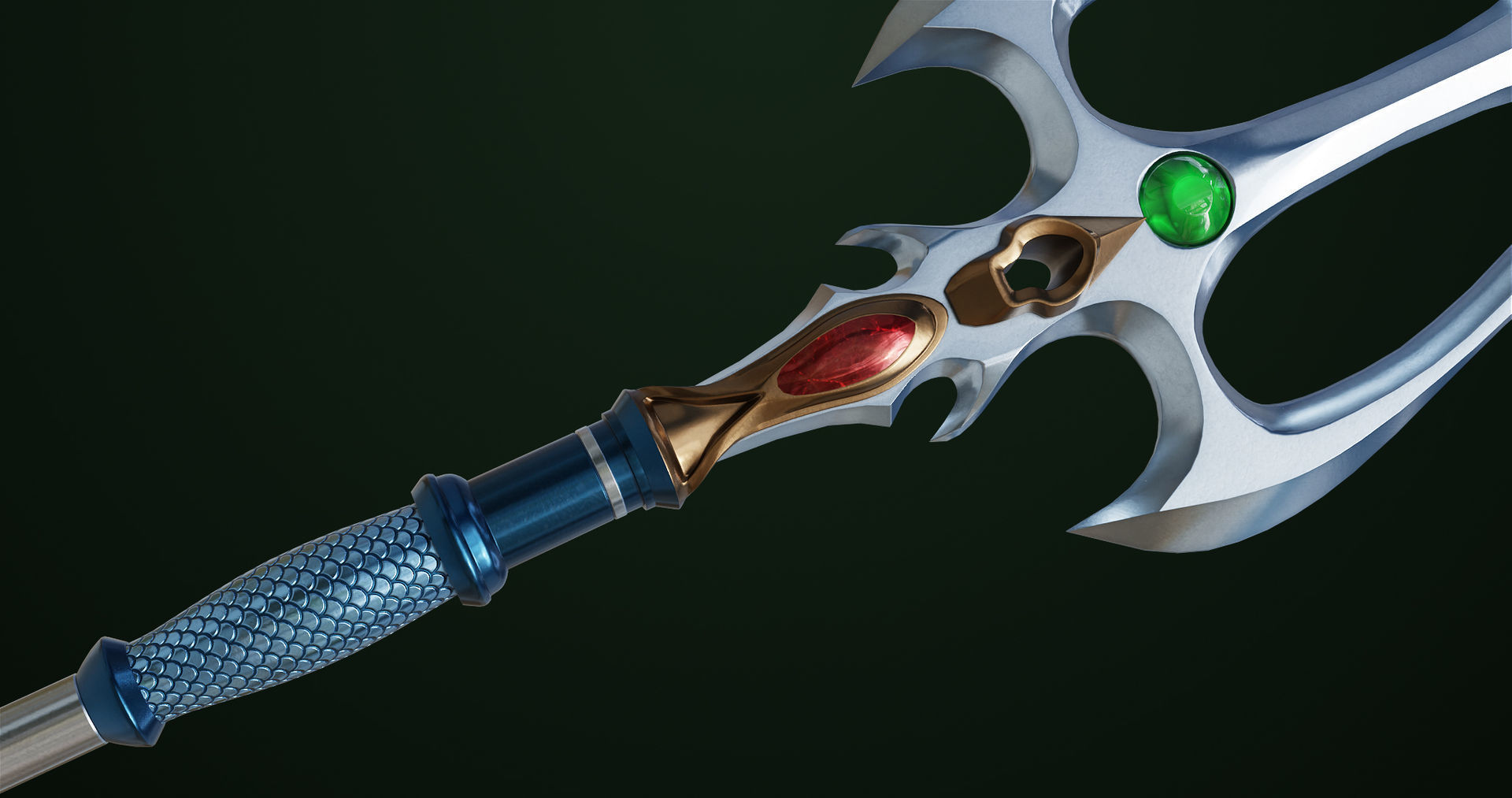 3D model Fantasy Trident 06 All PBR Unity UE Textures Included VR / AR ...