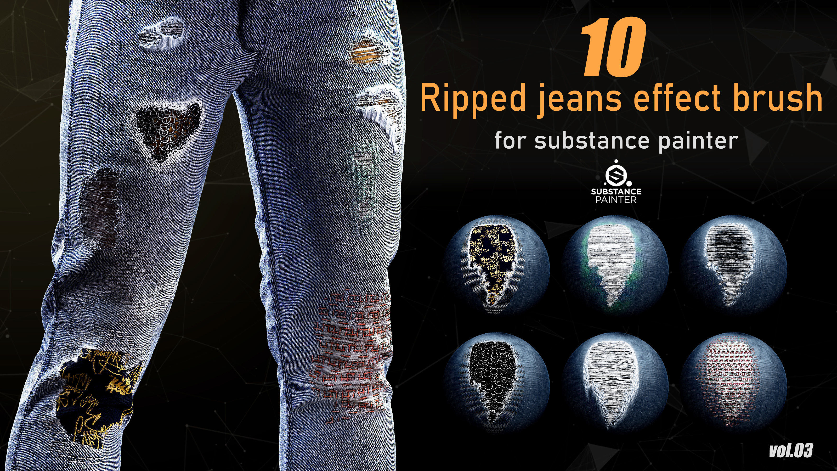 Ripped jeans effect brush for substance painter VOL03 Texture | CGTrader