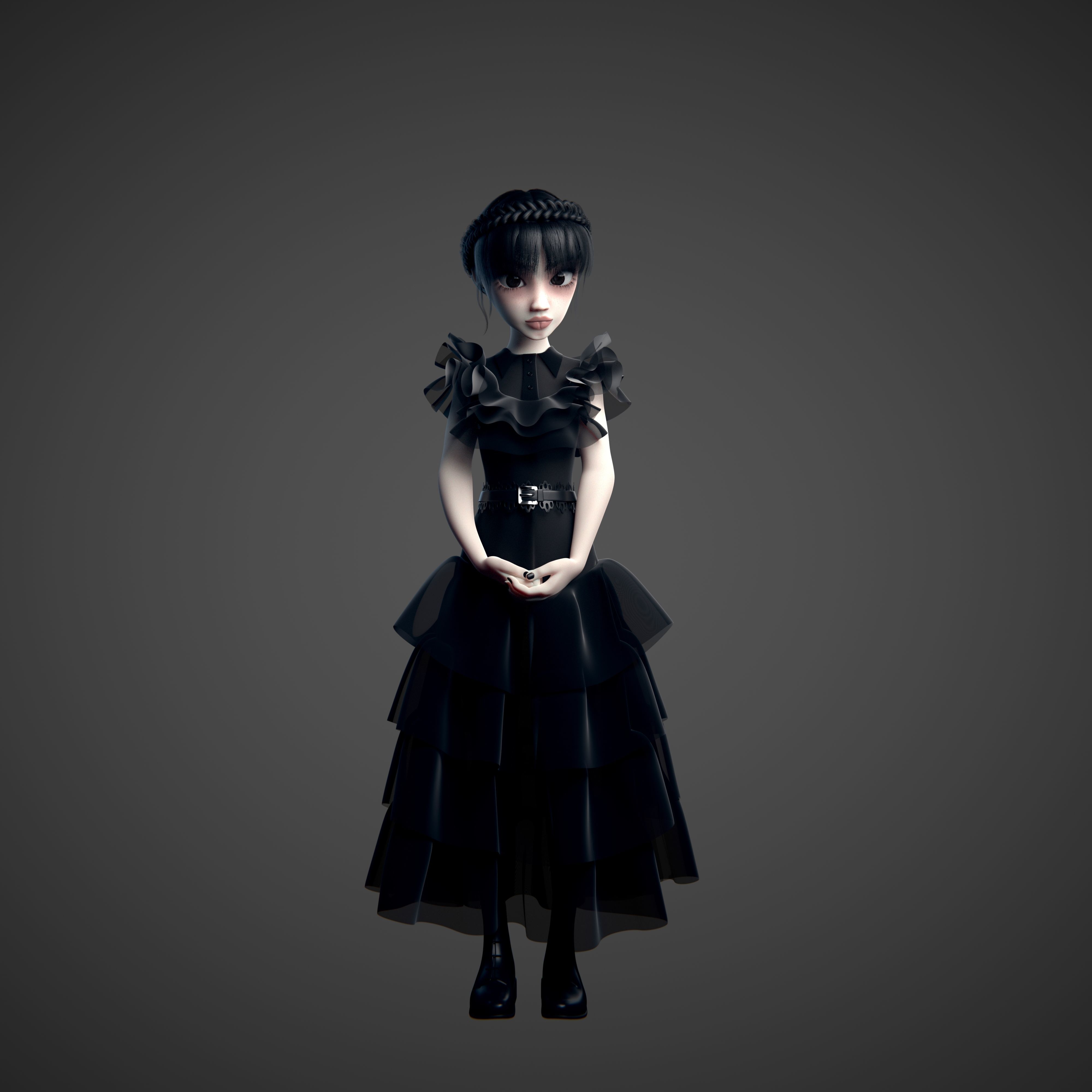 3D model Wednesday Addams LowPoly Pack of Two Rigged 3D Models VR / AR ...