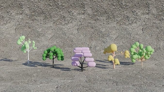 3D Model Collection Sci-Fi Fantasy Low-Poly Trees-Plants - Easy to Re ...