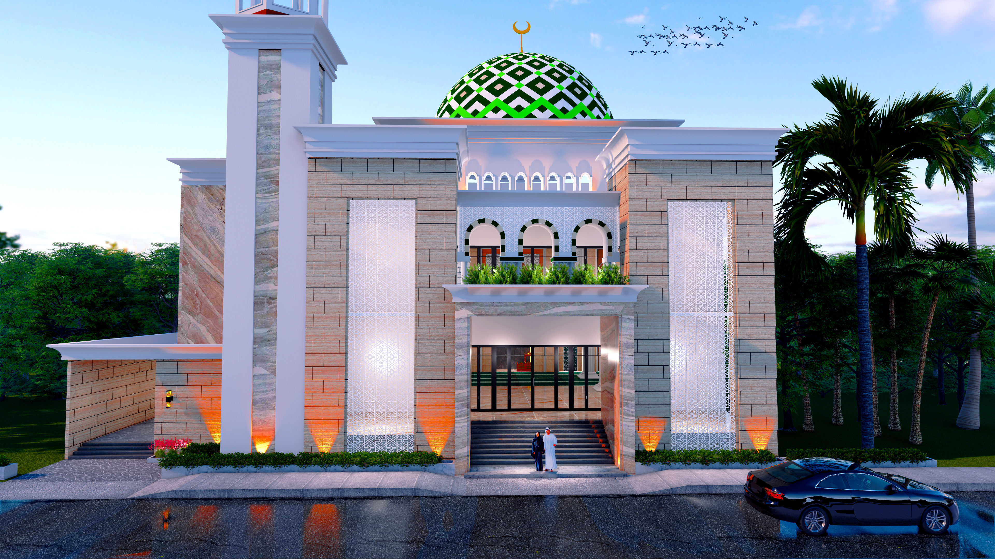 3D model 3D design at sketch up Modelling Elegant Modern Mosque VR / AR ...