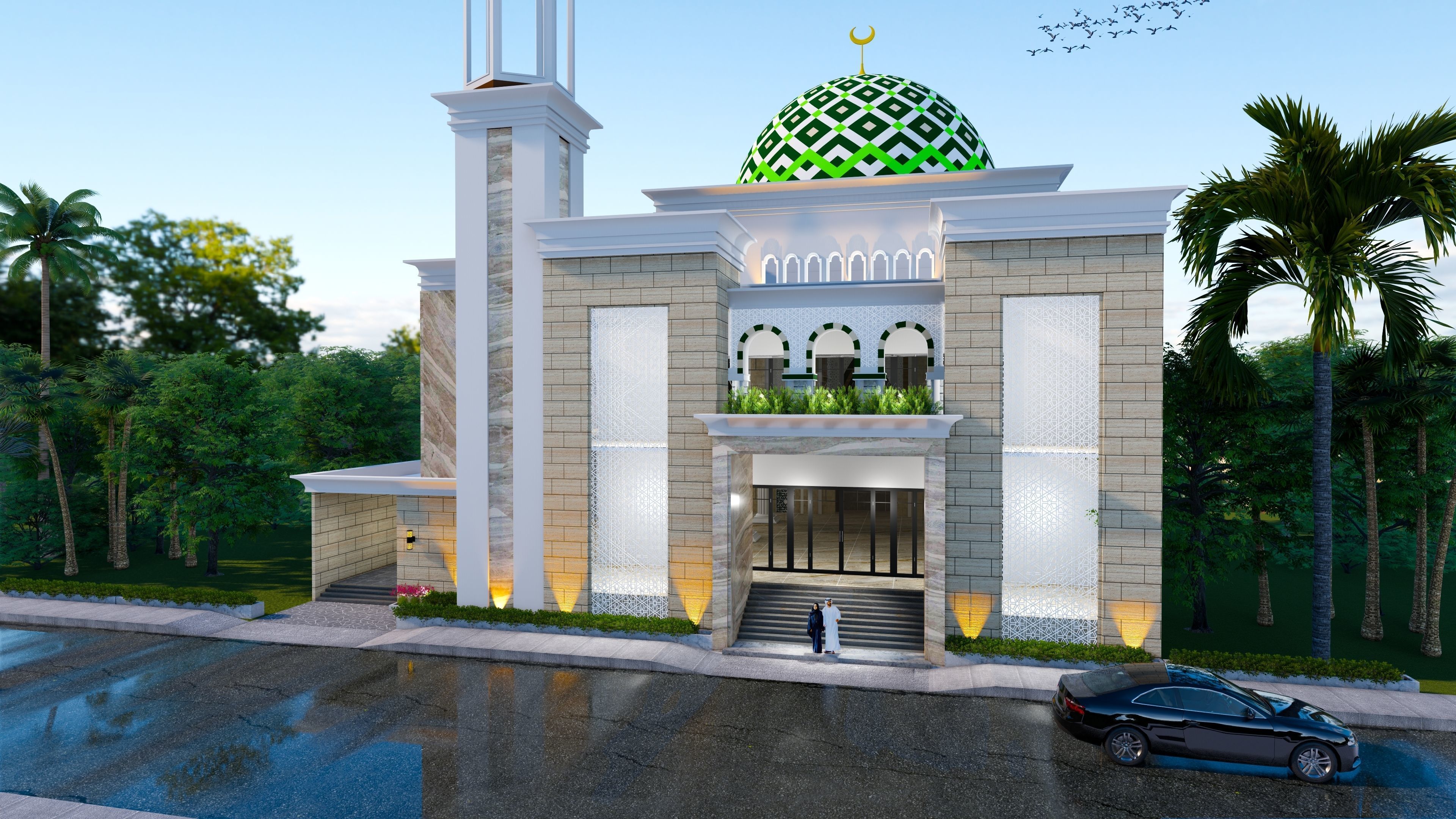 3D model 3D design at sketch up Modelling Elegant Modern Mosque VR / AR ...