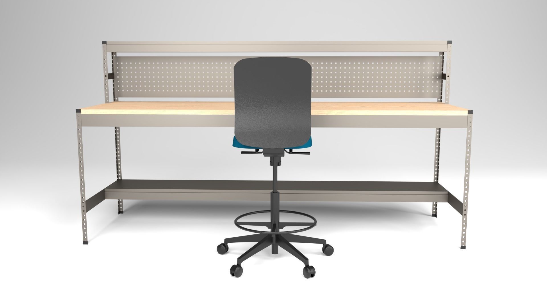 Metal and Wood Workbench - 900mm high and 2520mm long 3D model | CGTrader