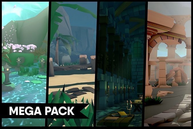 3D model LowPoly Environment Mega Pack VR / AR / low-poly | CGTrader