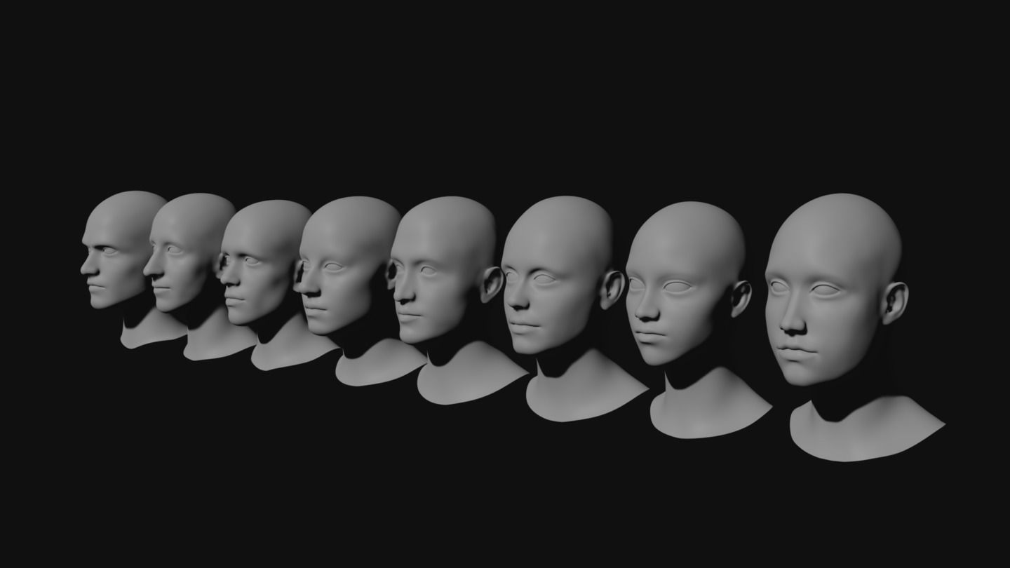 Basic face shapes with the correct topology 3D model | CGTrader