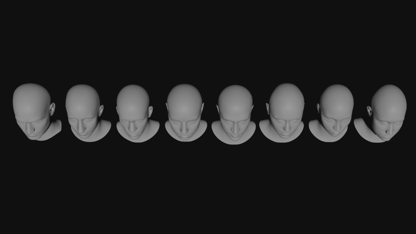 Basic face shapes with the correct topology 3D model | CGTrader