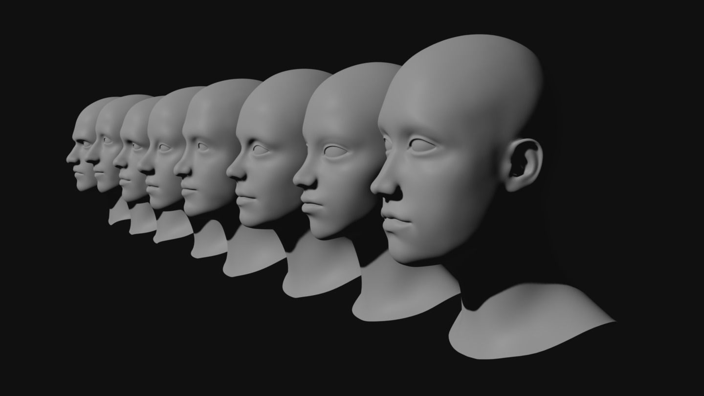 Basic face shapes with the correct topology 3D model | CGTrader