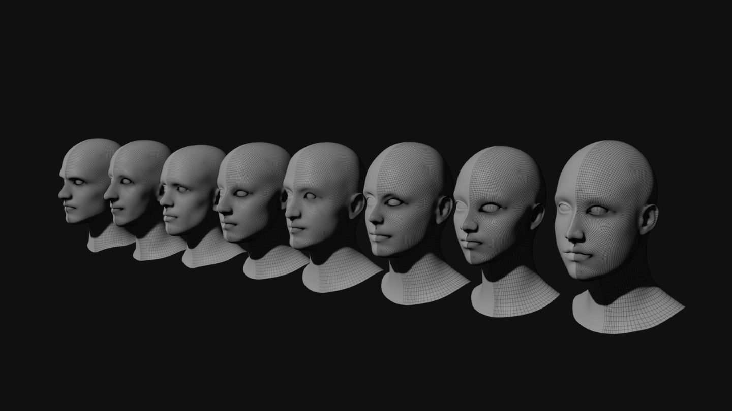Basic face shapes with the correct topology 3D model | CGTrader