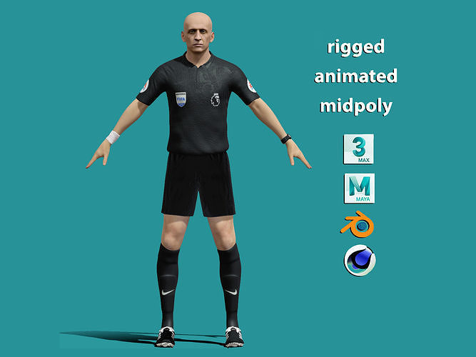 Pierluigi Collina referee 3D model animated rigged | CGTrader