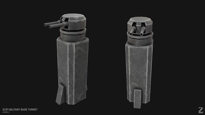 3D model Scifi militarybase turret VR / AR / low-poly | CGTrader