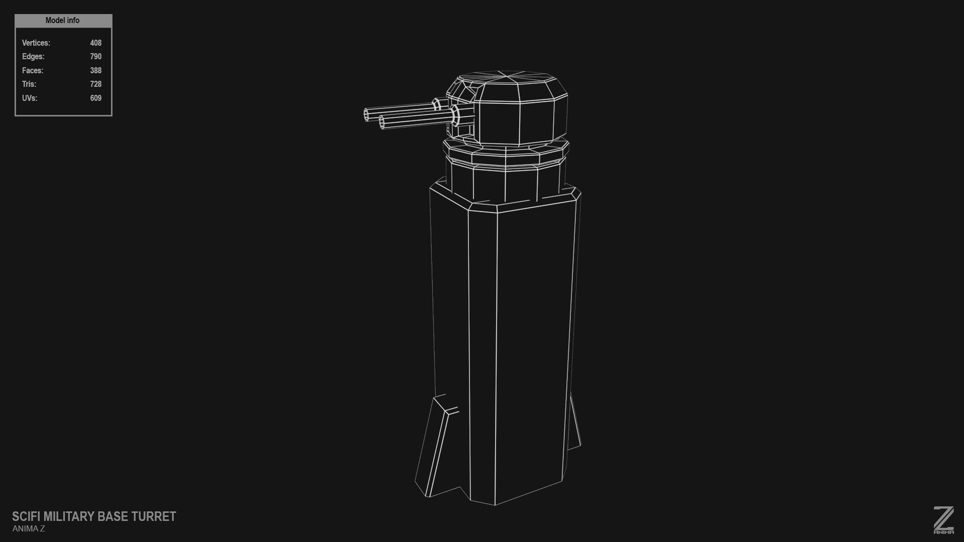 3D model Scifi militarybase turret VR / AR / low-poly | CGTrader
