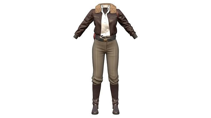 3D model Full Explorer Outfit Pants Jacket Backpack Boots VR / AR / low ...