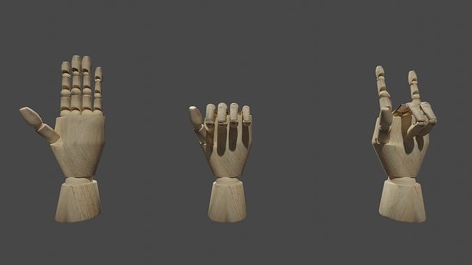 Wooden Hand Posable 3D model animated rigged | CGTrader