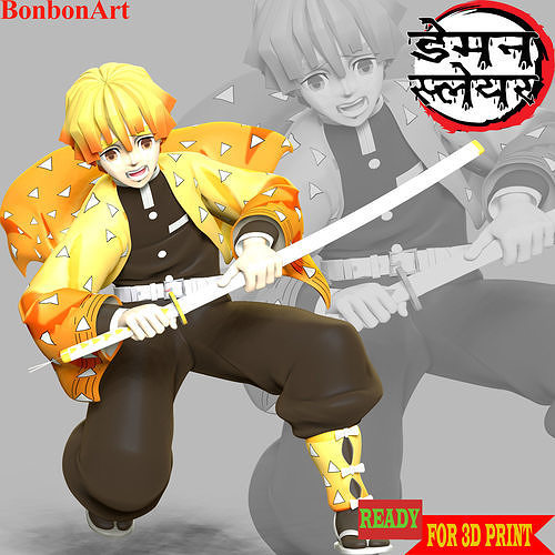 Zenitsu Agatsuma - Demon Slayer 3D model 3D printable | CGTrader