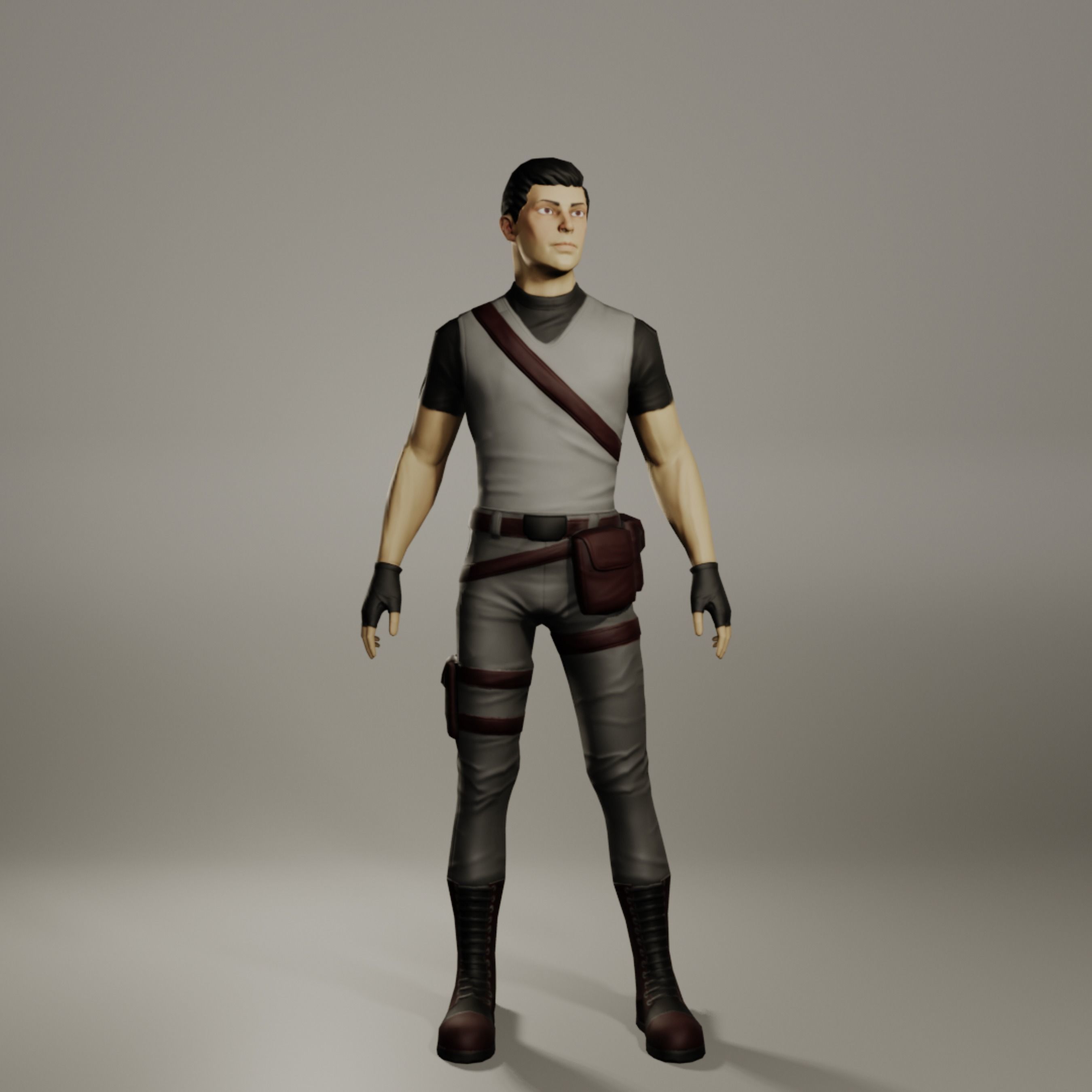 Male Adventurer Low Poly Char free VR / AR / low-poly 3D model animated ...
