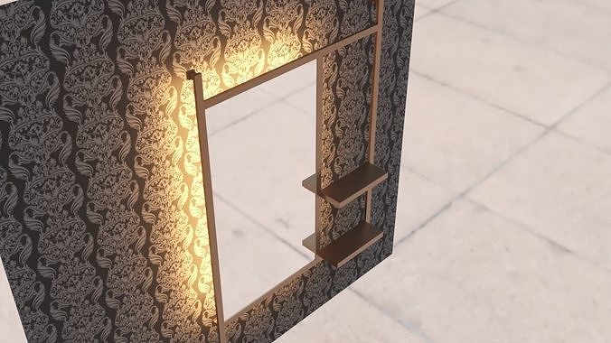 Simple Classic Mirror with lighting 3D model | CGTrader
