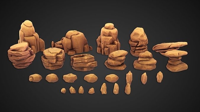 3D model 3D Stylised Desert Rock VR / AR / low-poly | CGTrader