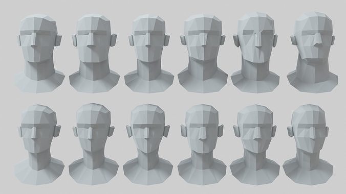 Lowpoly Head polygonal human heads 3D model | CGTrader