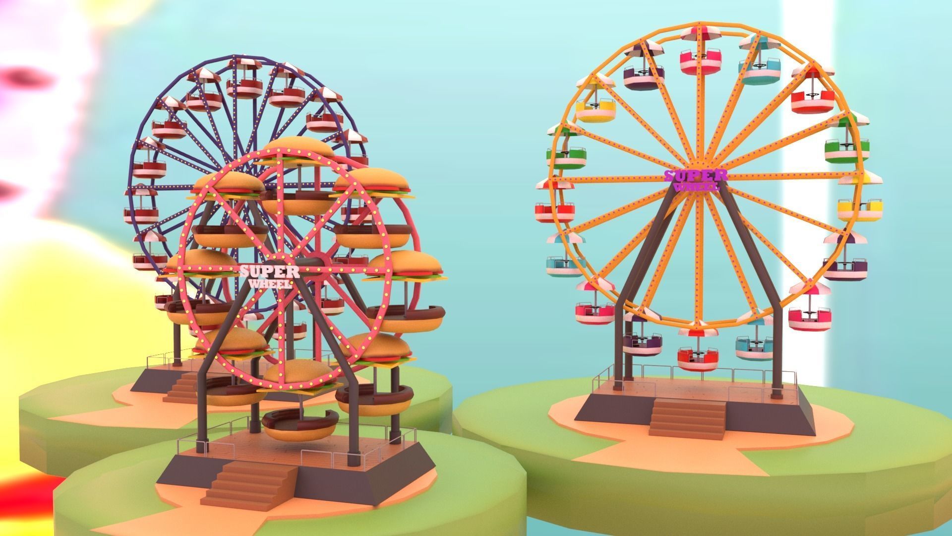 3D model Ferris wheels pack VR / AR / low-poly | CGTrader