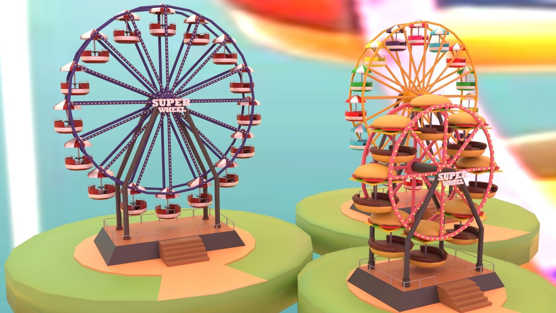 3D model Ferris wheels pack VR / AR / low-poly | CGTrader