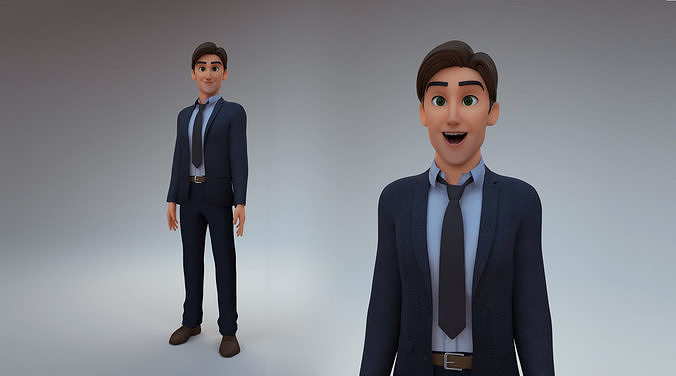 man cartoon 3D model rigged | CGTrader