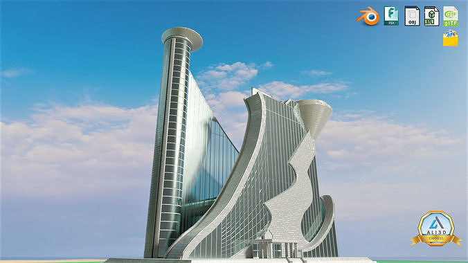 Stylized Dynamic Twin Tower Futuristic Building 3D model | CGTrader