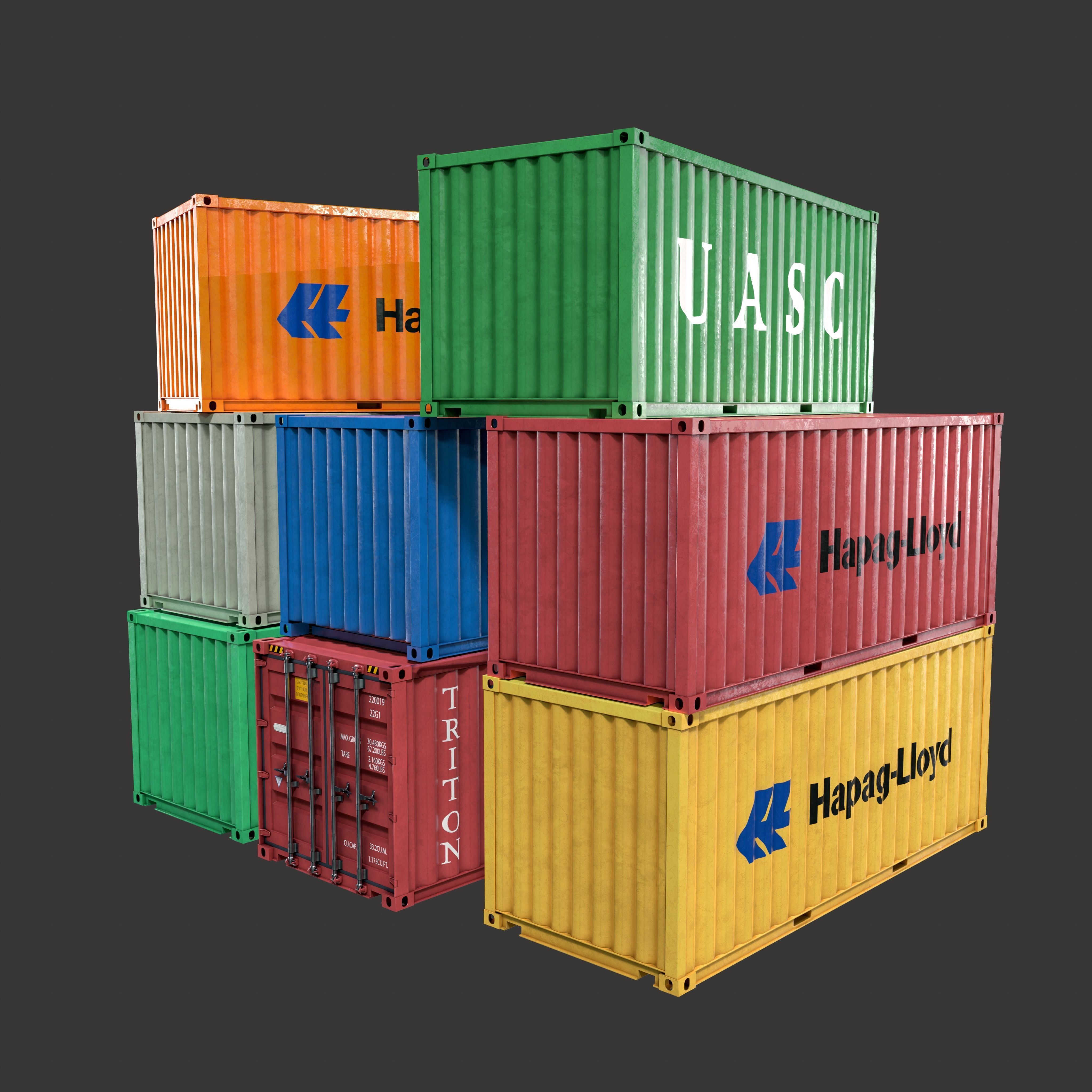 3D model 20Ft Containers Low-poly 3d model VR / AR / low-poly | CGTrader