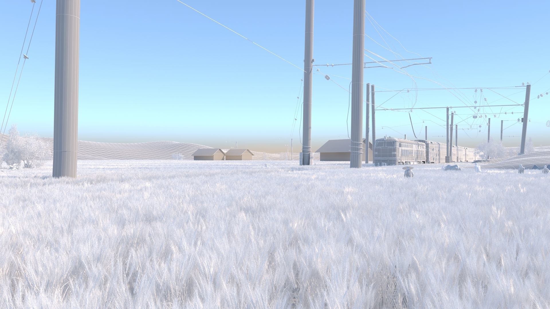 Train through rice fields 3D model animated rigged | CGTrader