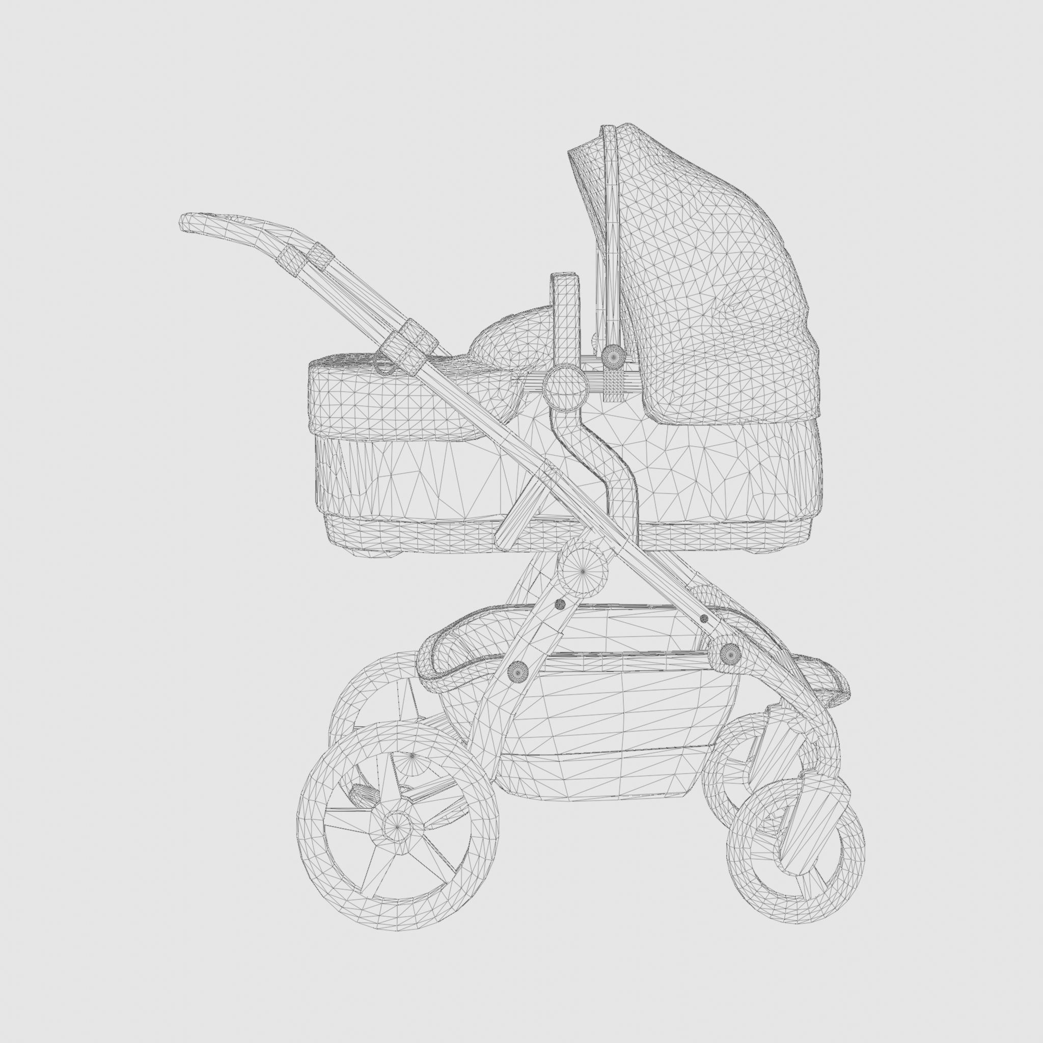 3D model 3D Model of Prams and Strollers - Silver Cross Wave Slate 2020 ...