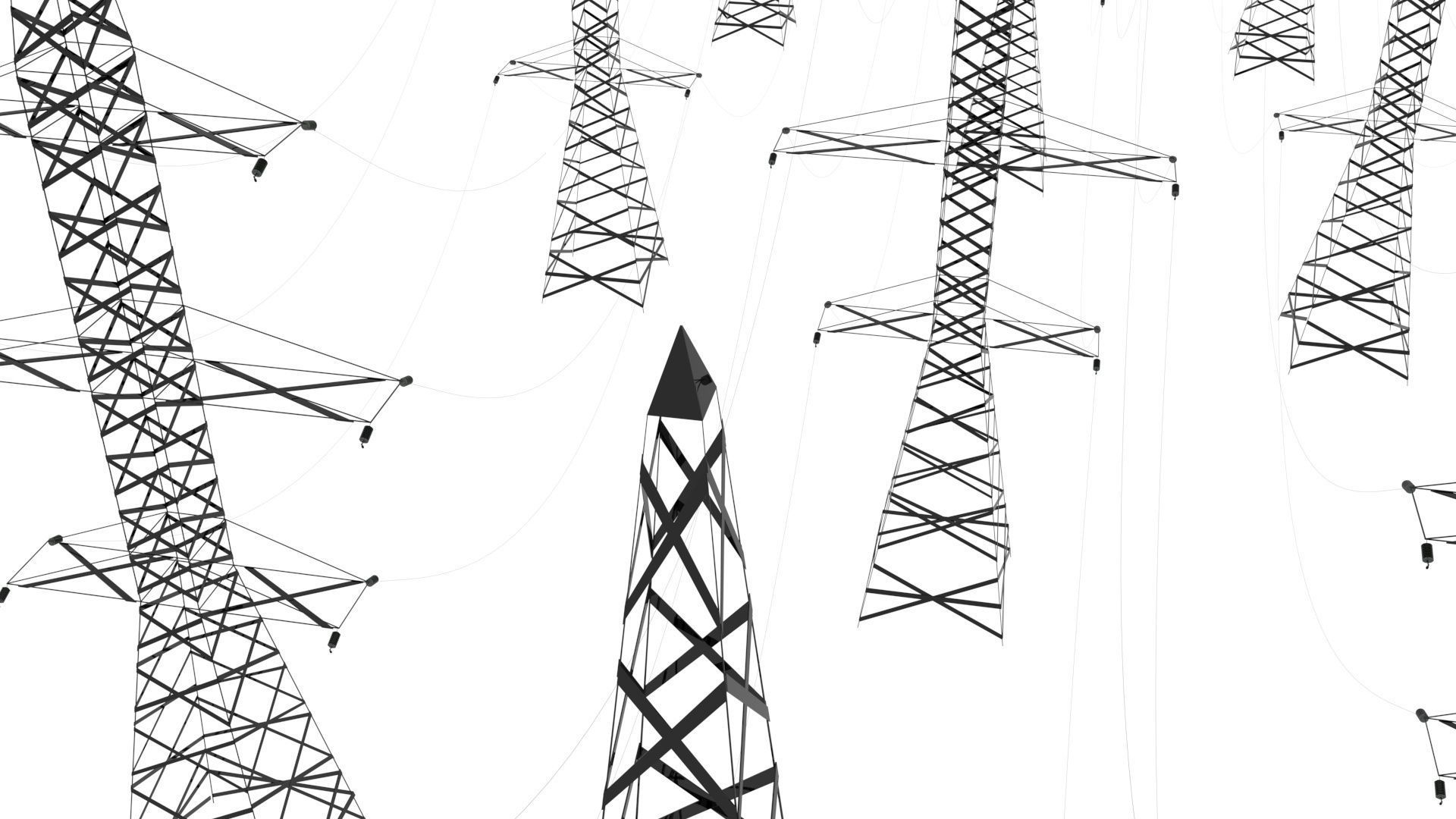 Powerline of Electric Transmission towers 3D model | CGTrader