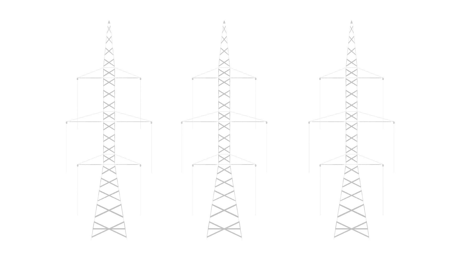 Powerline of Electric Transmission towers 3D model | CGTrader