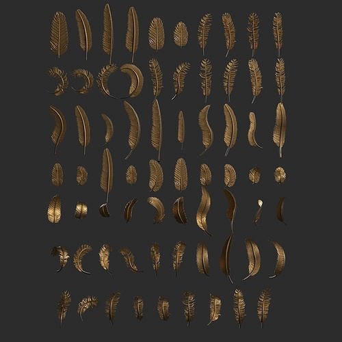 69 Feather Set 3D model 3D printable | CGTrader
