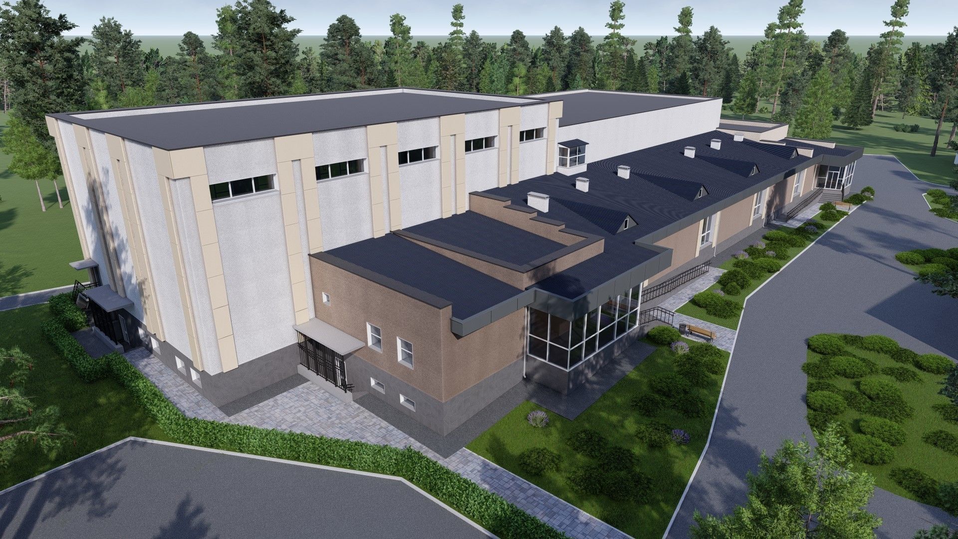 3D model of a public building with a swimming pool interior 3D model ...