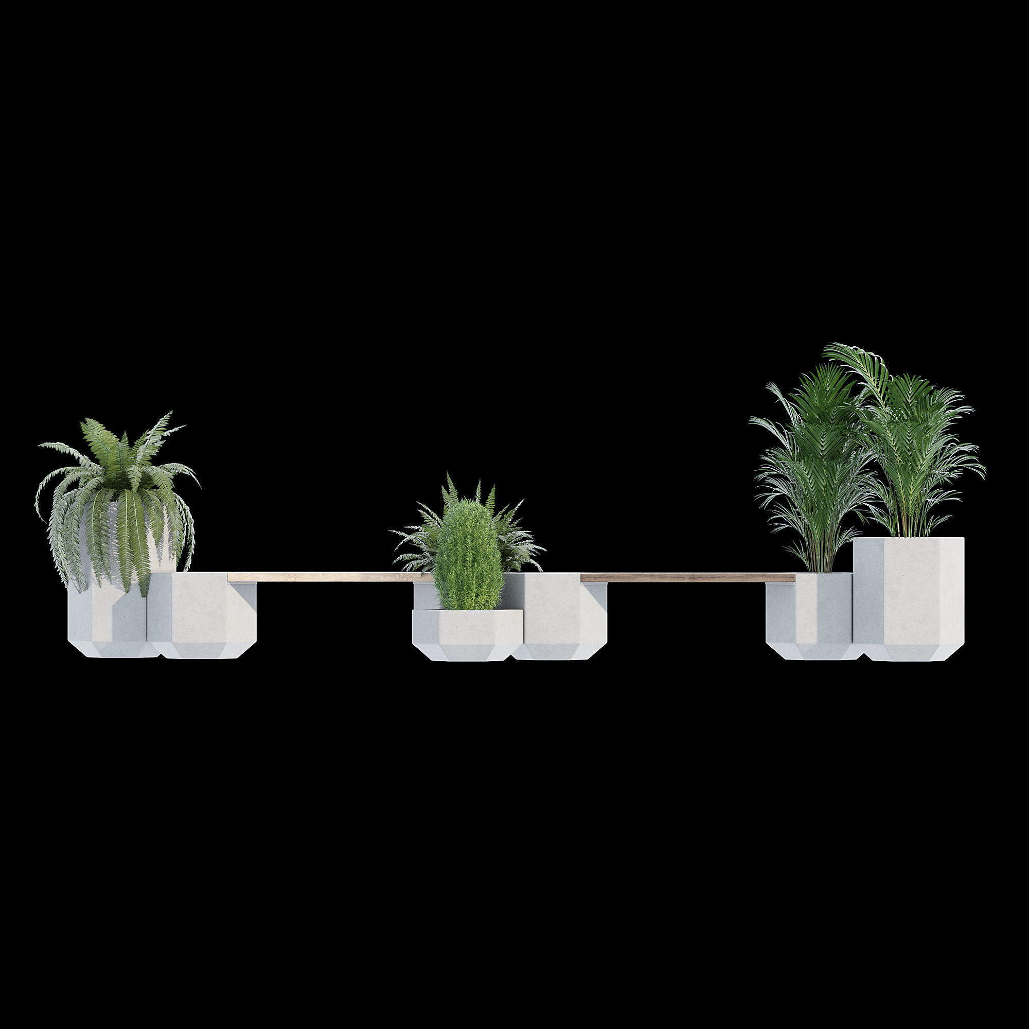 Concrete Hex-Bench 3D model | CGTrader