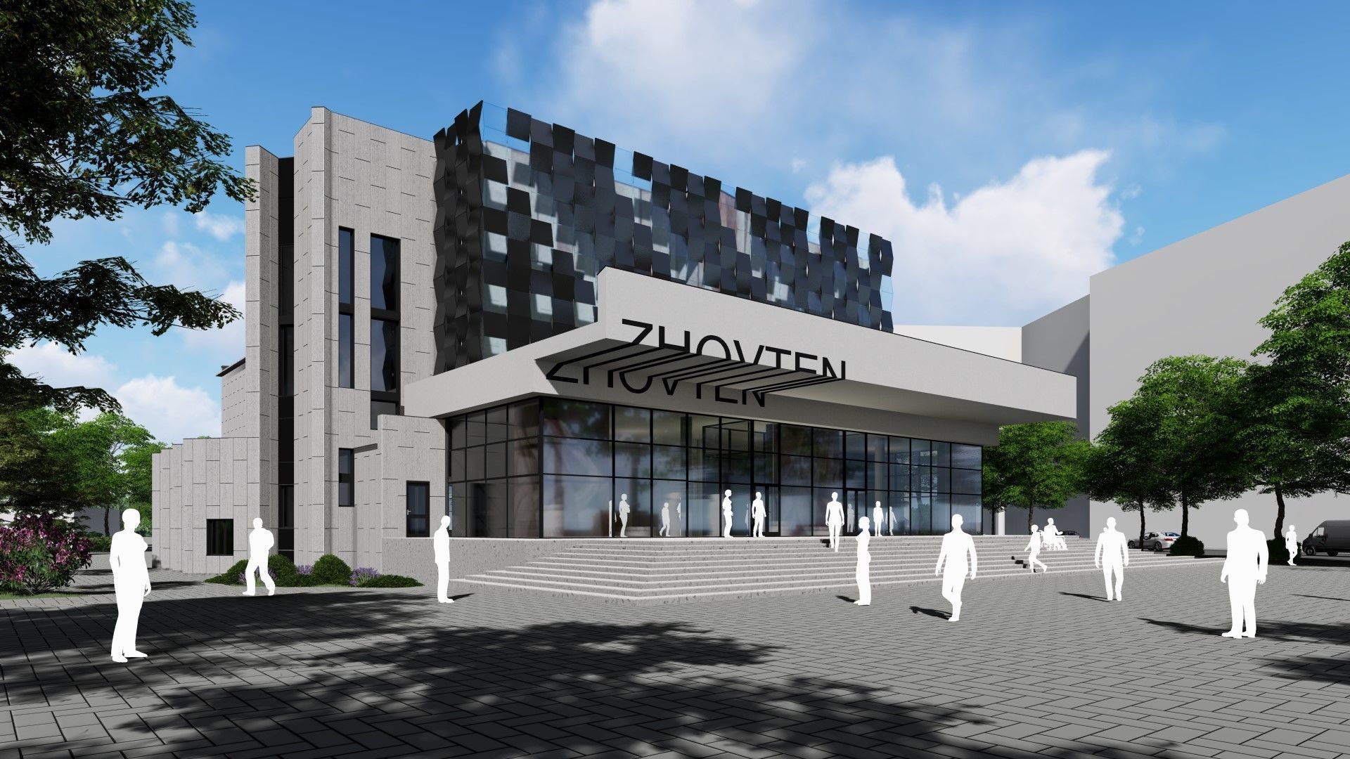 3D model of the cinema building reconstruction 6 versions 3D model ...