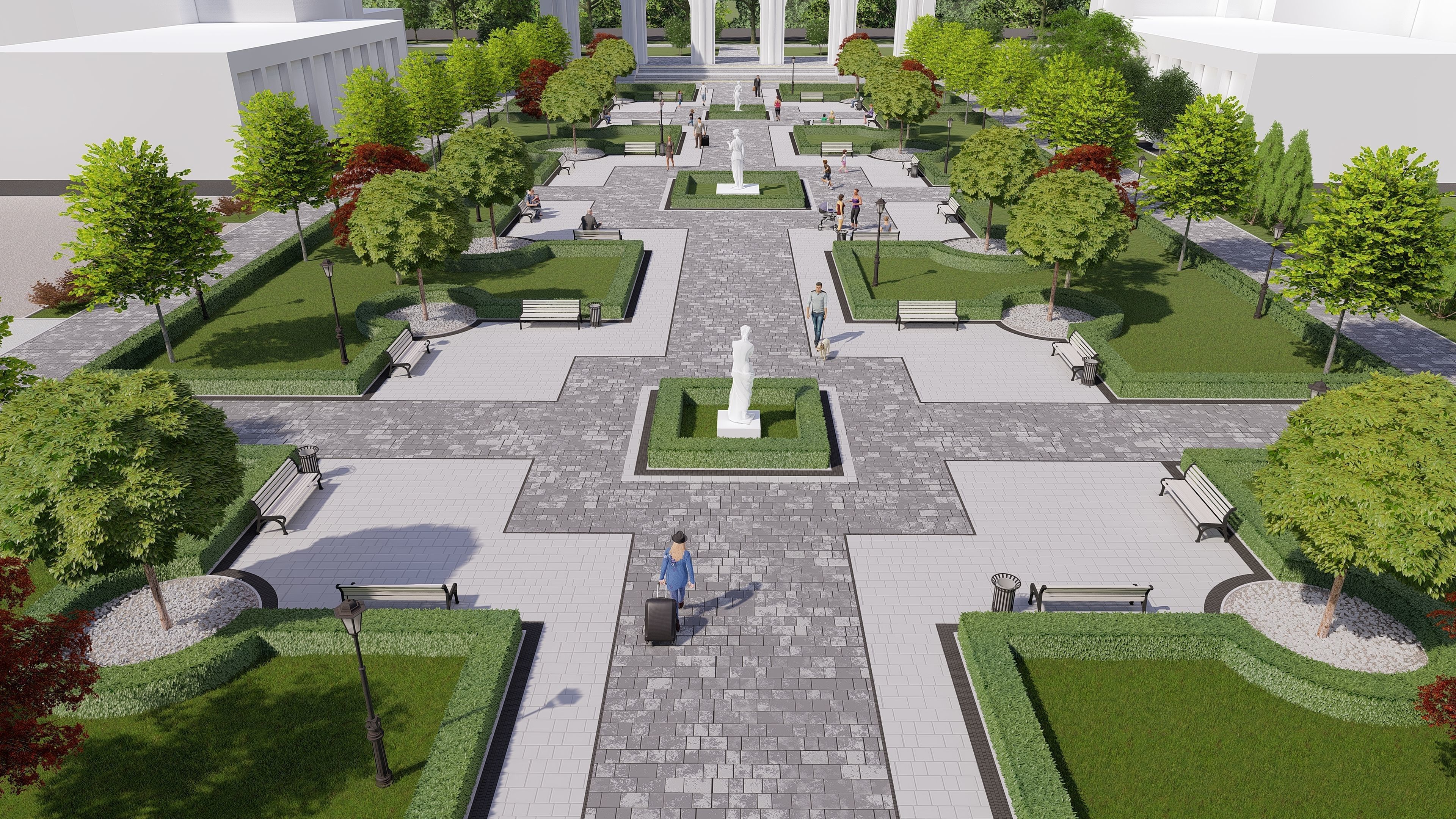 3D model of the square in the classic style of 2 versions 3D model ...