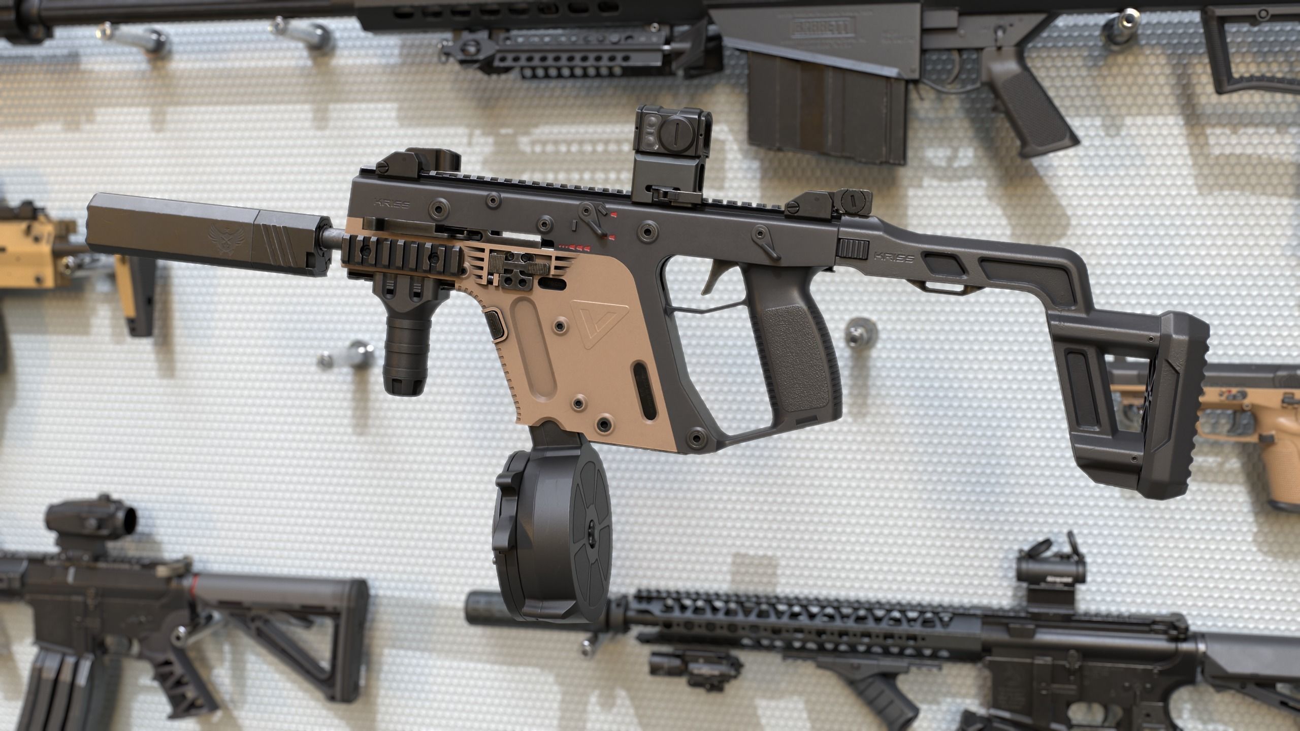 3D model Tactical modular SMG TDI Kriss Vector gen2 VR / AR / low-poly ...