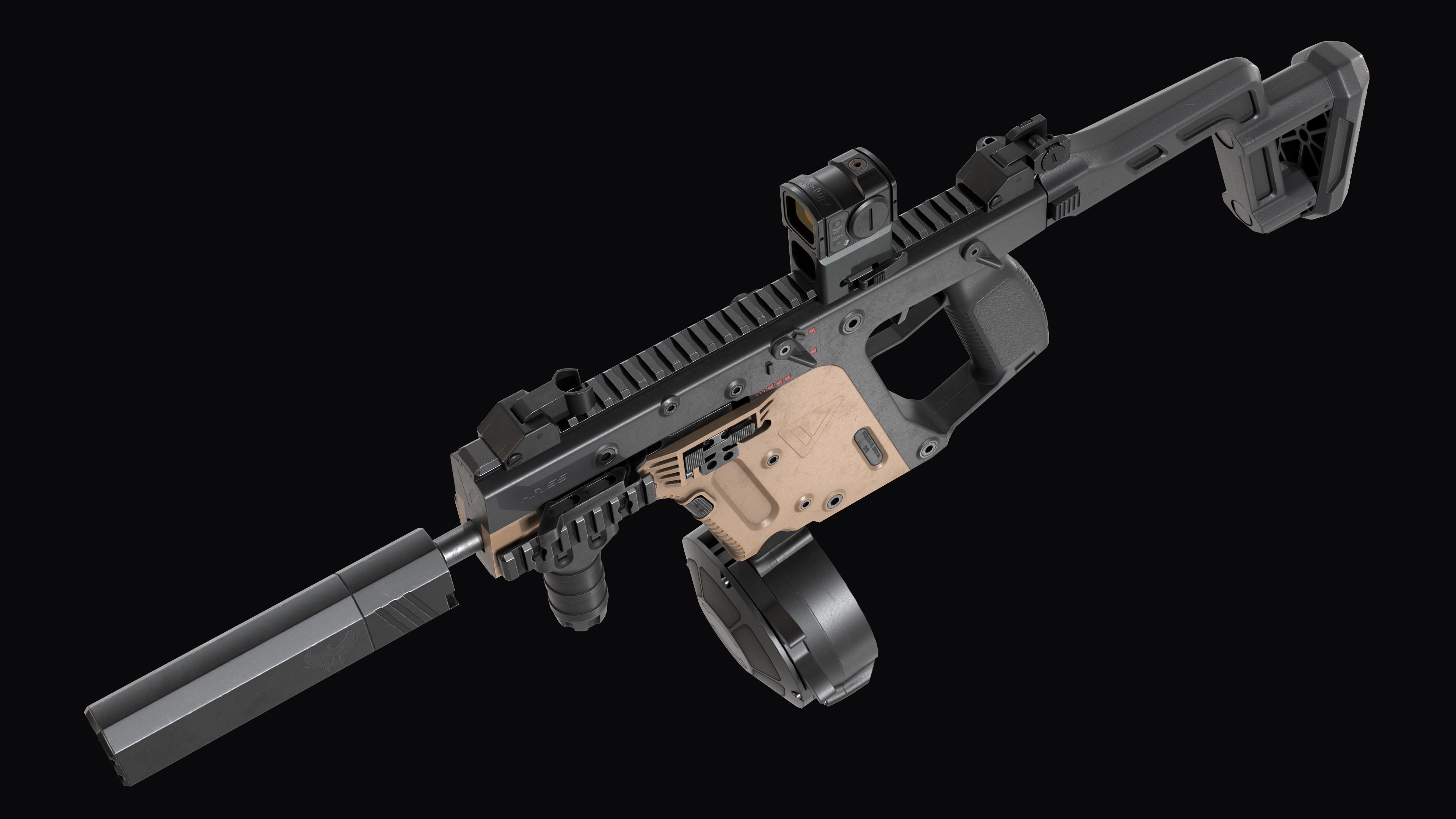 3D model Tactical modular SMG TDI Kriss Vector gen2 VR / AR / low-poly ...