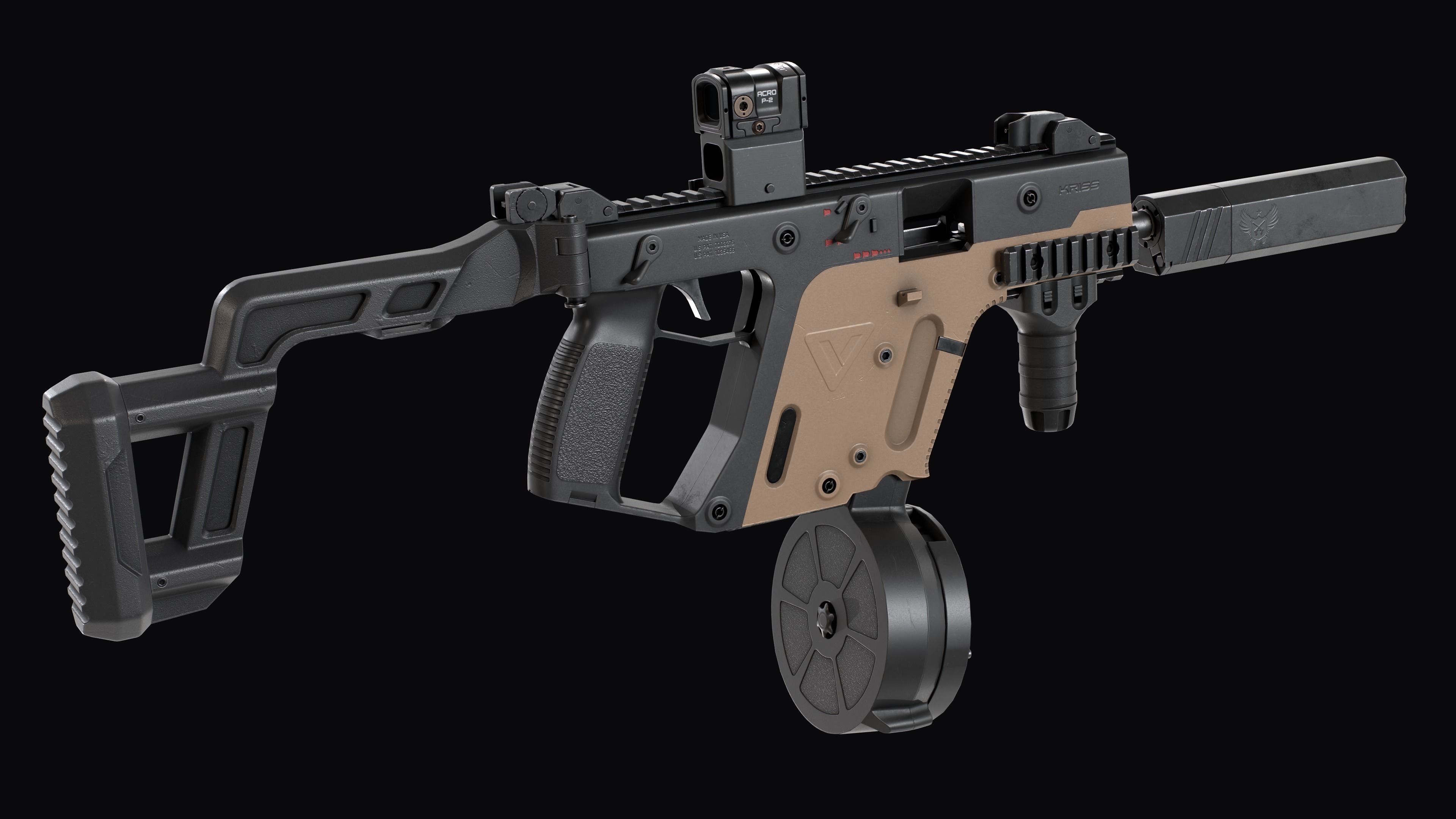 3D model Tactical modular SMG TDI Kriss Vector gen2 VR / AR / low-poly ...