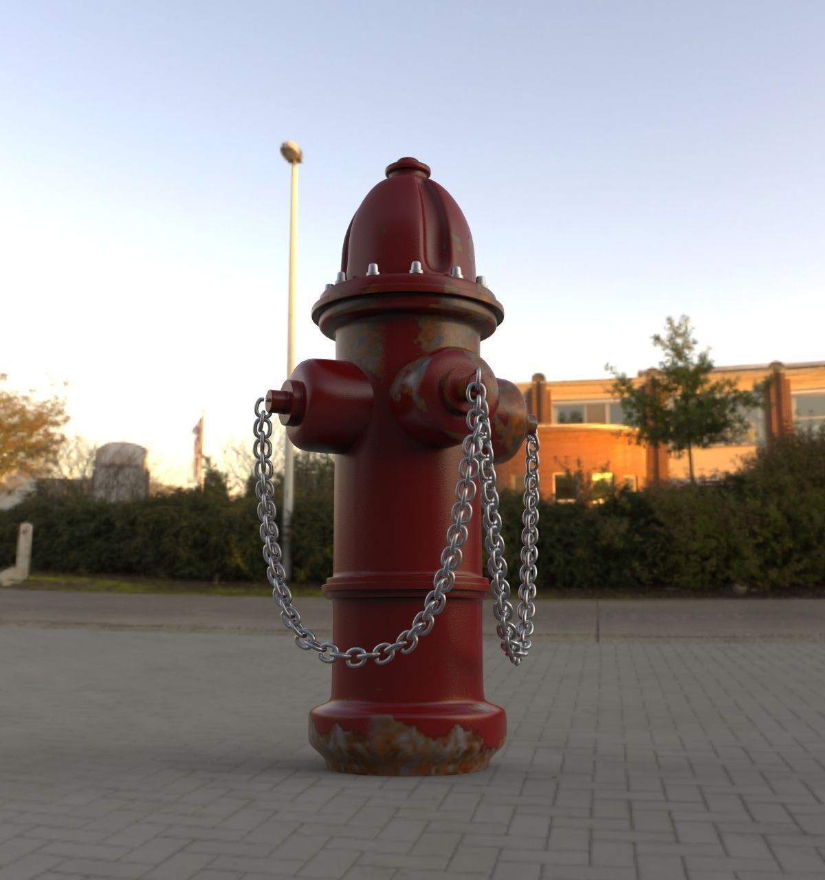 Red fire hydrant water pump Low-poly game ready realistic model free VR / AR / low-poly 3D model ...