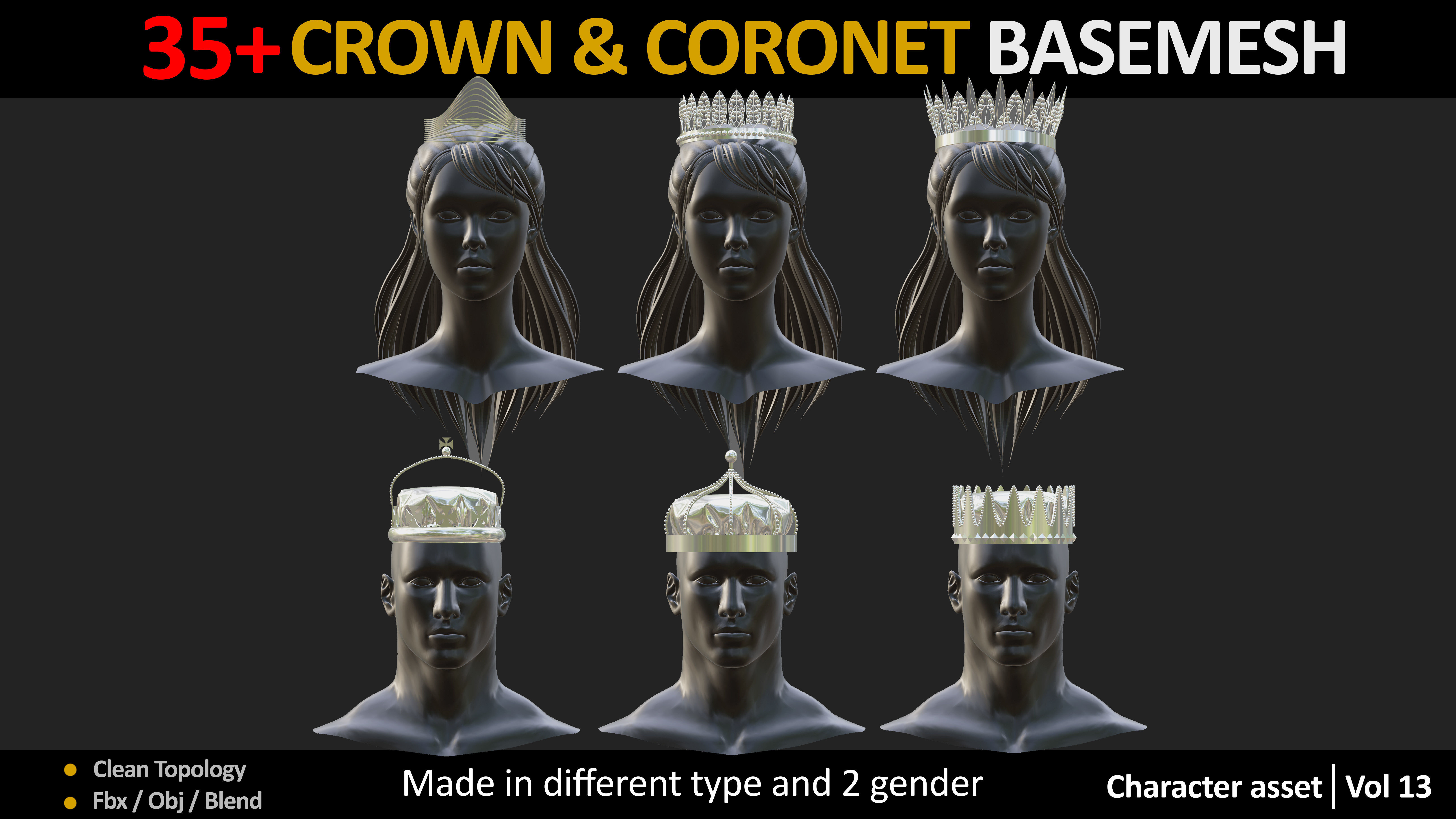 3D model 35 CROWN BASEMESH VR / AR / low-poly | CGTrader